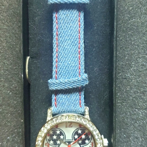 Disney | Accessories | Mickey Mouse Watch Blue Jean Band Usa Flag ...